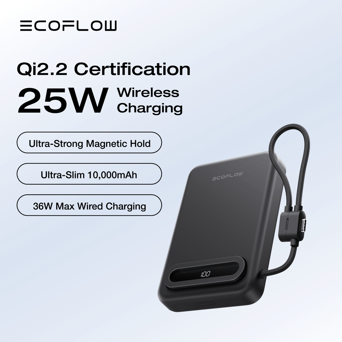 EcoFlow RAPID Mag Qi2.2 Magnetic Power Bank (10,000mAh, 25W, Built-in ...