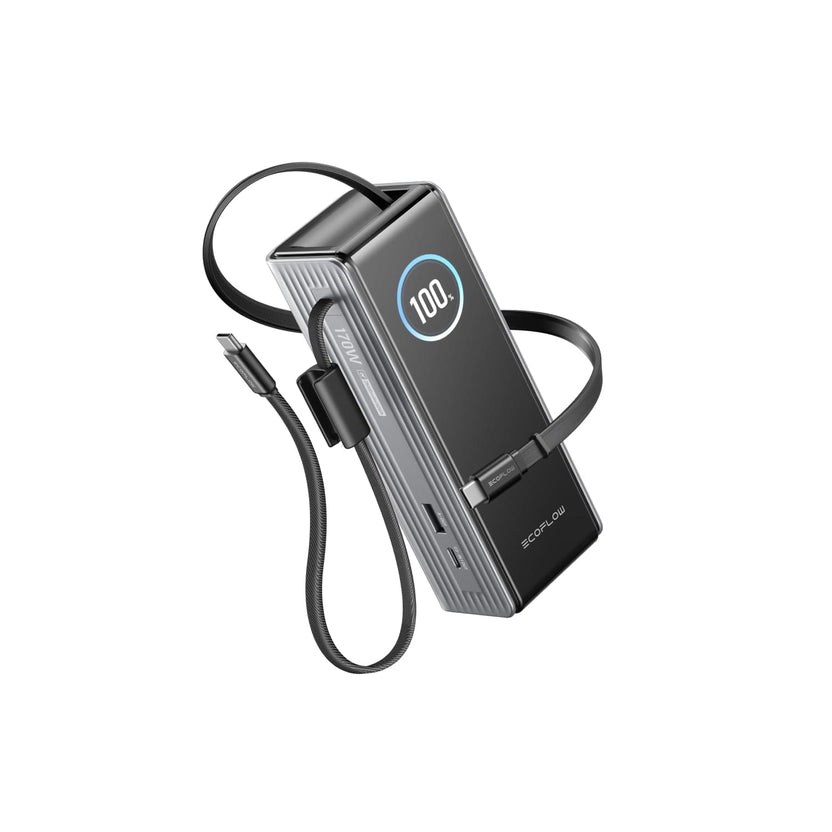 EcoFlow RAPID Power Bank (25,000mAh, 170W, 100W Built-In and Retractab ...